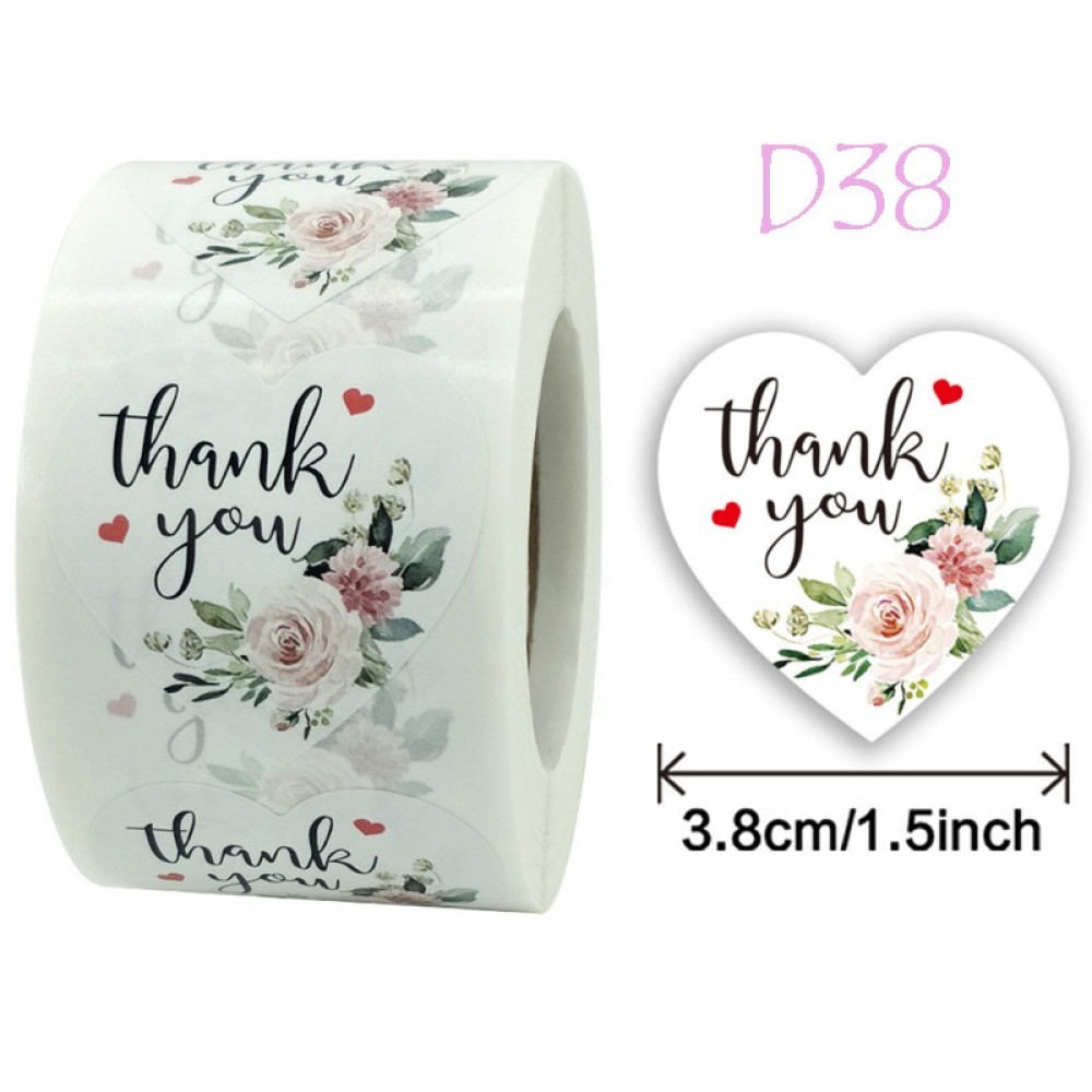 Medium Size Thank You Heart Shape Stickers Dia. 38mm [Your online shop ...