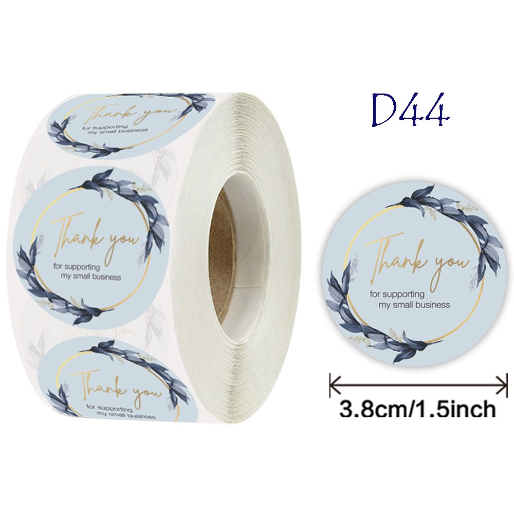 Blue Feathers Thank You Round Stickers with white thank you wordings ...