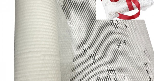 White 38cm x 20m Eco-Friendly Kraft Brown Honeycomb Mesh Wrapping Paper ...
